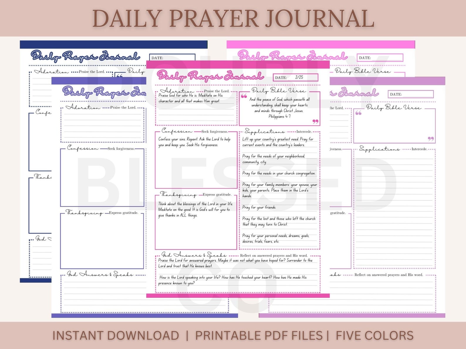 Daily Prayer Journal Printable PDF Template Instant Digital Download ...