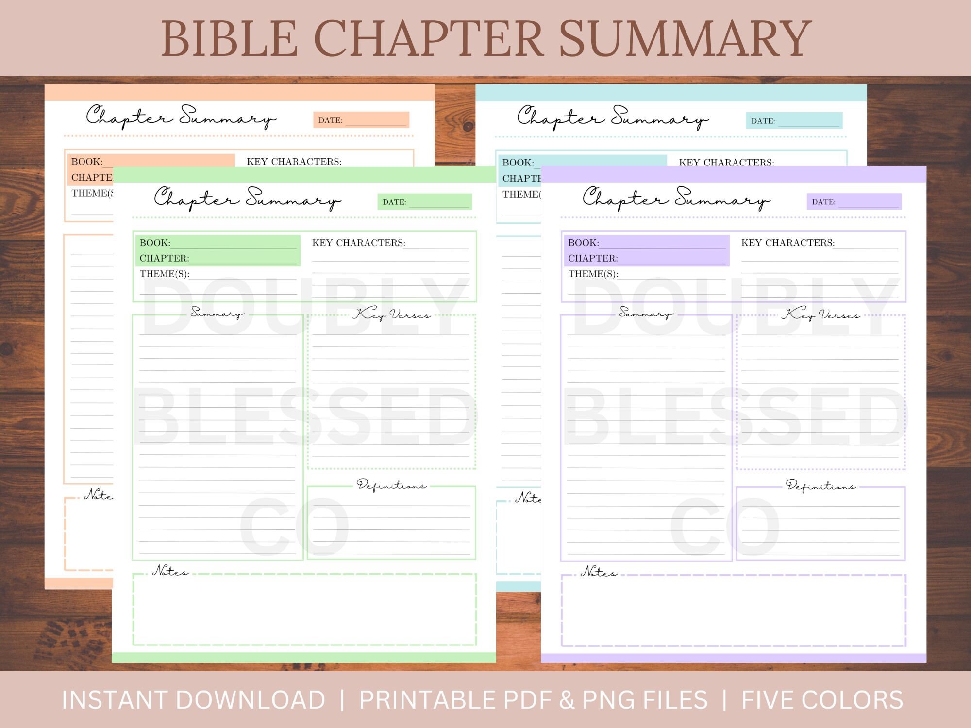 Bible Chapter Summary PDF PNG Printable Template Instant Download ...