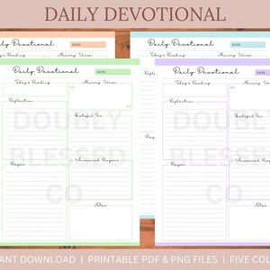 Plantilla imprimible en formato PDF PNG de diario devocional diario Descarga instantánea Colores ...