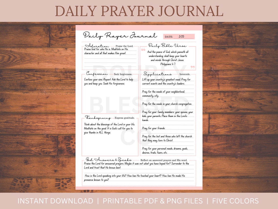 Daily Prayer Journal PDF PNG Printable Template Instant Download Minimalistic Pastel Colors - Etsy