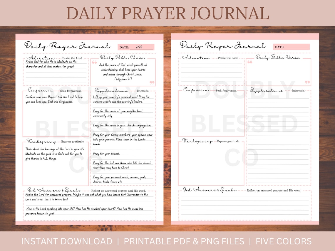 Daily Prayer Journal PDF PNG Printable Template Instant Download ...