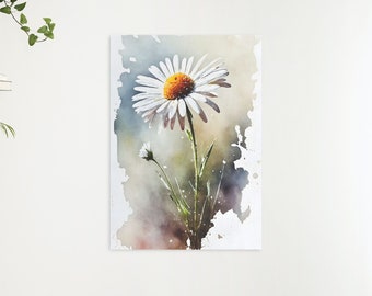 Daisy Print, Printable Wall Art, Watercolor Daisy Wall Decor, Flower ...