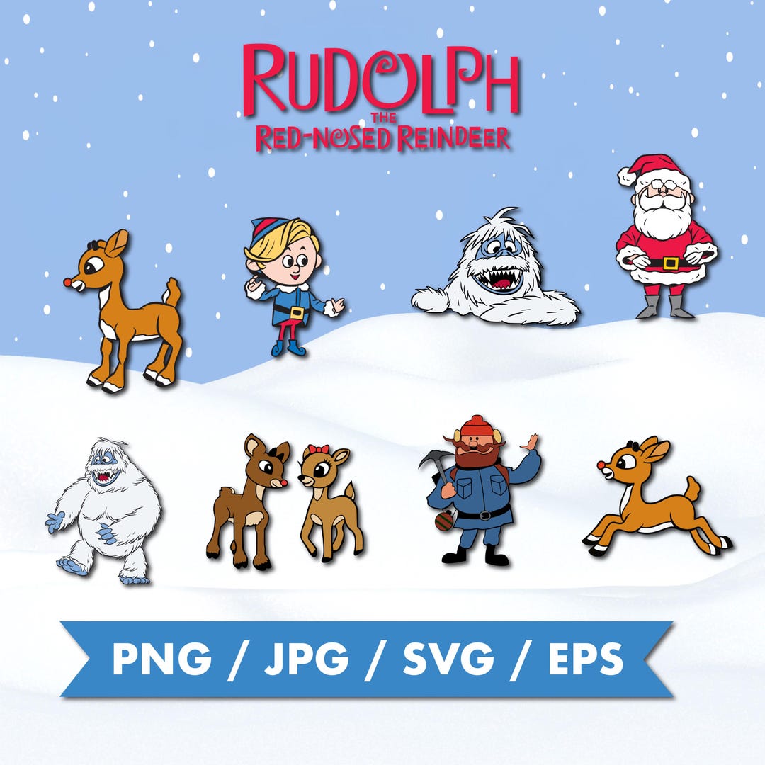 Vintage Animated Rudolph the Red Nosed Reindeer Christmas Graphics Pack ...
