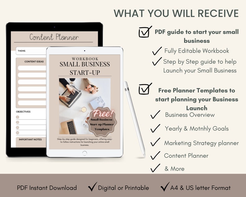 Start up Business Guide & Workbook, Small Business Planner, Small ...