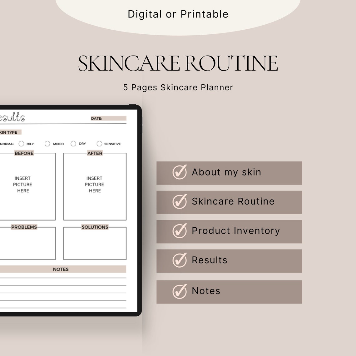 Skincare Routine Planner, Beauty Planner Bundle, Skincare Templates ...