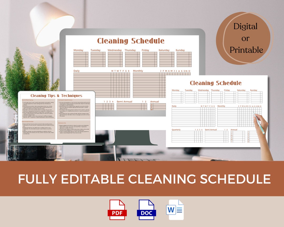 EDITABLE Cleaning Schedule Cleaning Checklist Cleaning - Etsy