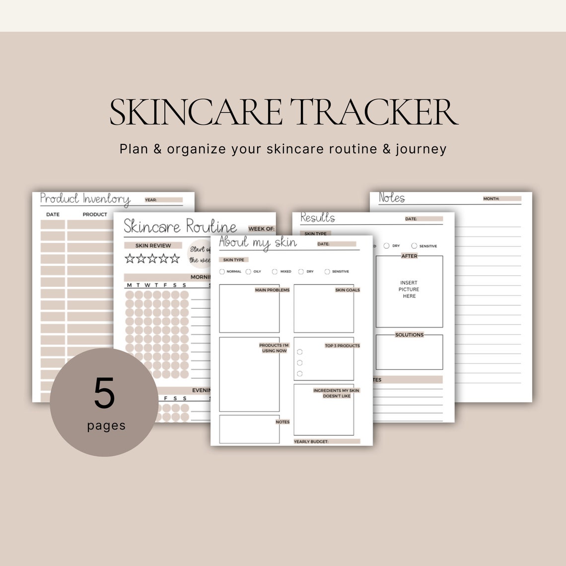 Skincare Routine Planner, Beauty Planner Bundle, Skincare Templates ...