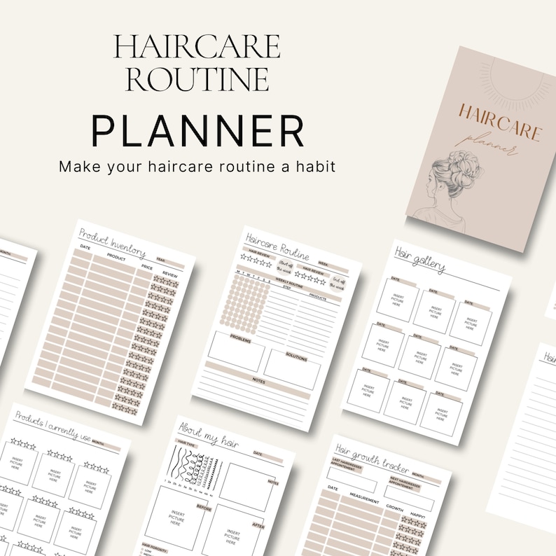 Haircare Routine Planner, Hair Planner Bundle, Haircare Templates ...