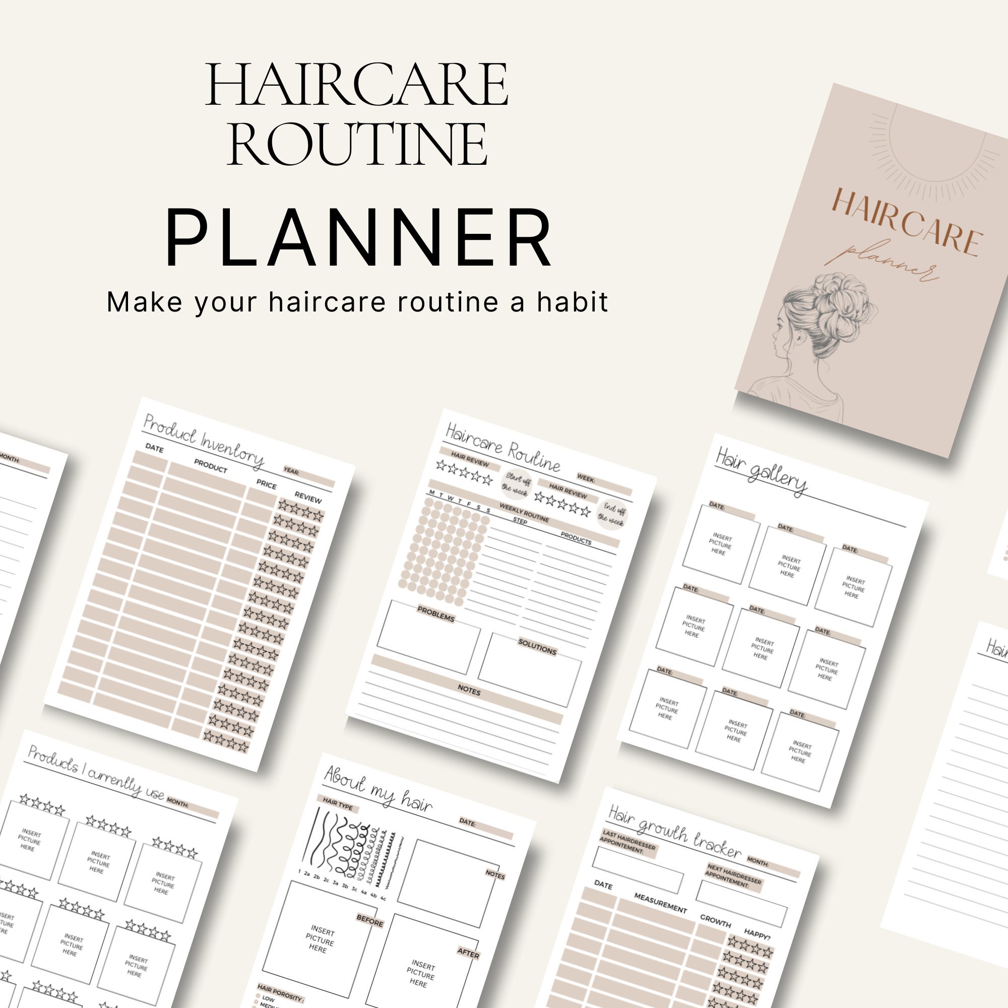 Haircare Routine Planner, Hair Planner Bundle, Haircare Templates ...