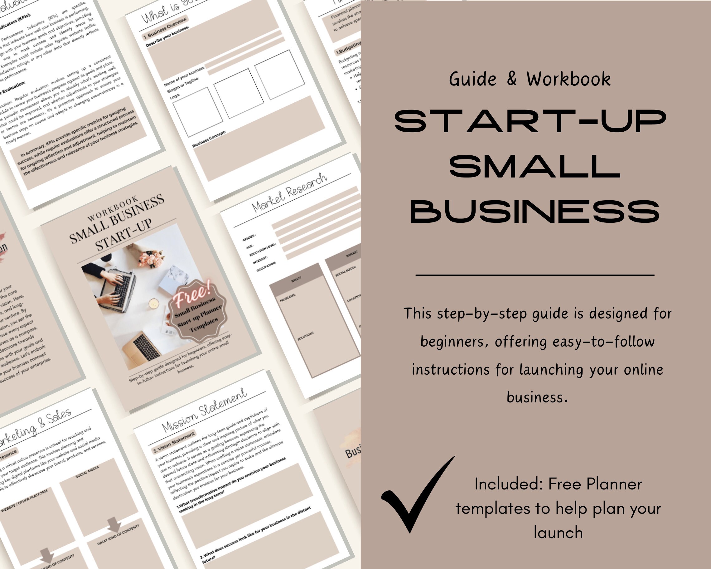Start up Business Guide & Workbook, Small Business Planner, Small ...