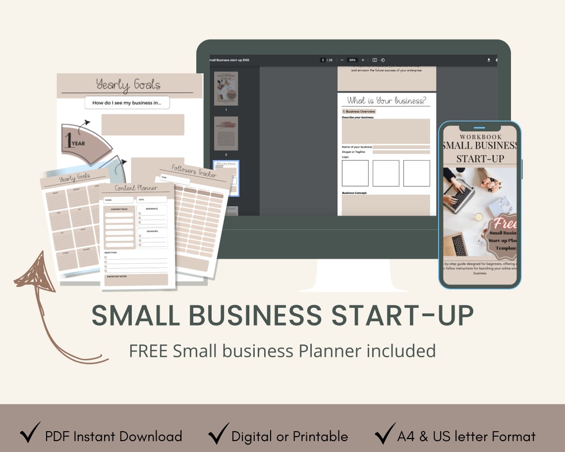 Start up Business Guide & Workbook, Small Business Planner, Small ...