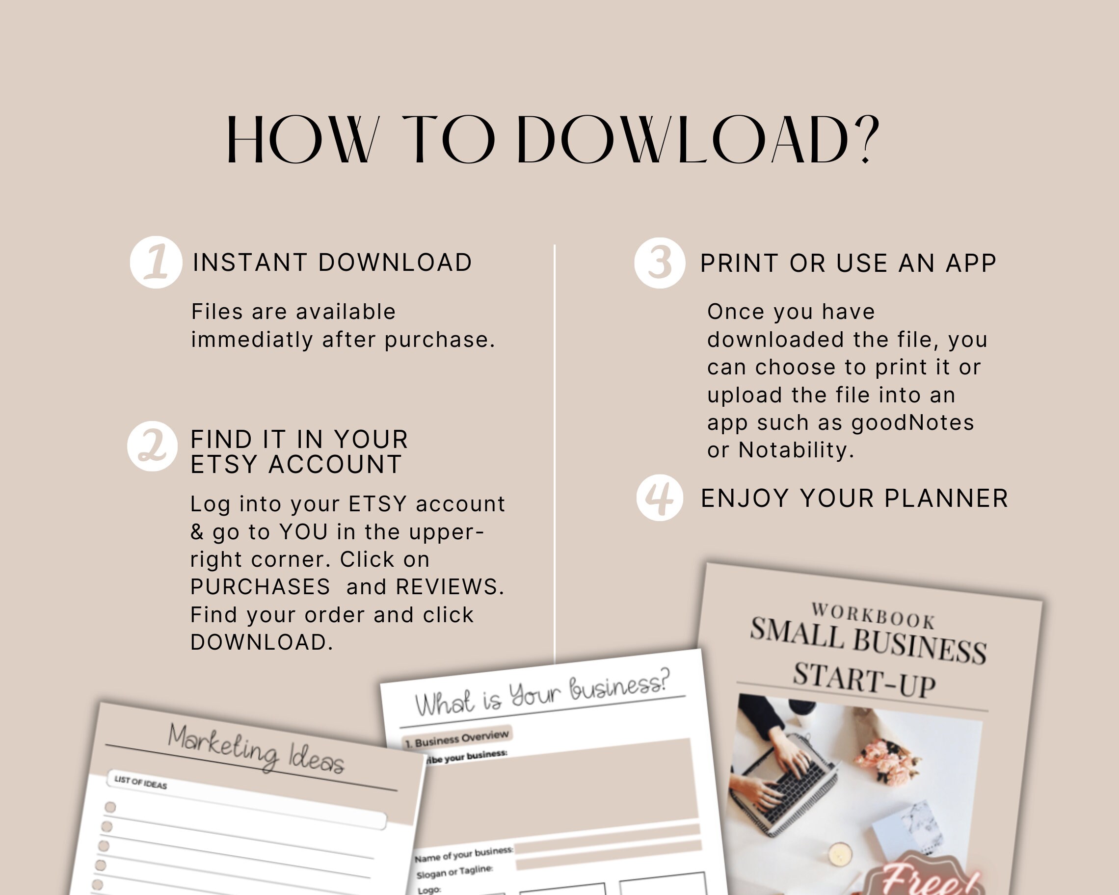 Start up Business Guide & Workbook, Small Business Planner, Small ...