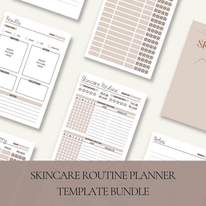 Skincare Routine Planner, Beauty Planner Bundle, Skincare Templates ...