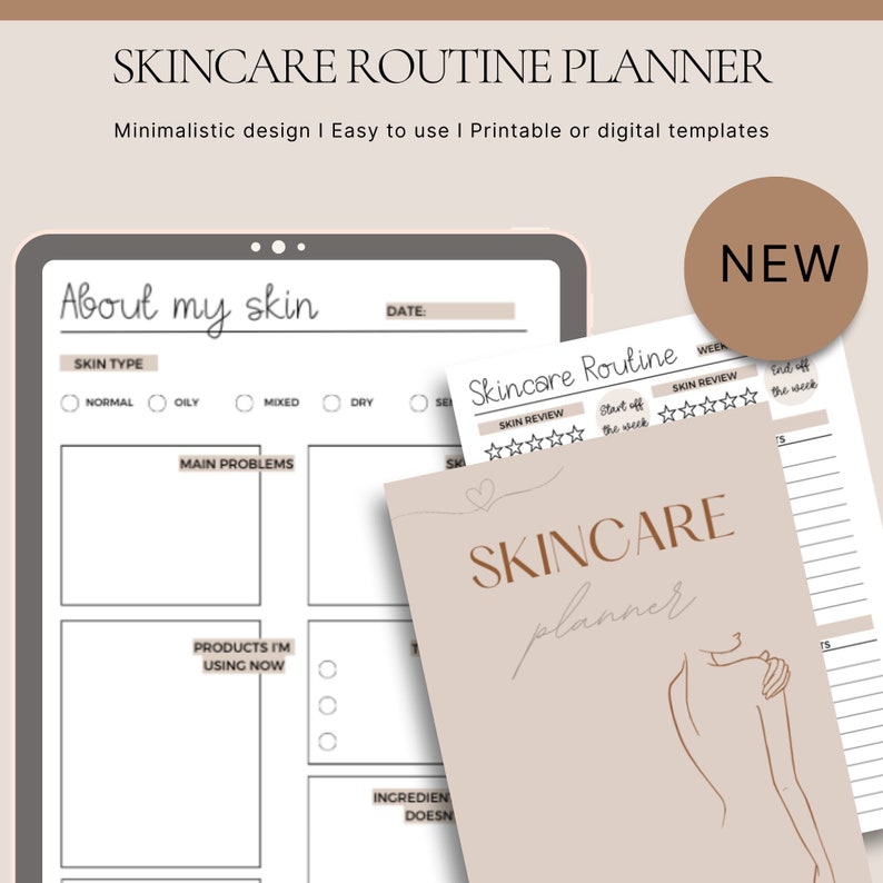 Skincare Routine Planner, Beauty Planner Bundle, Skincare Templates ...