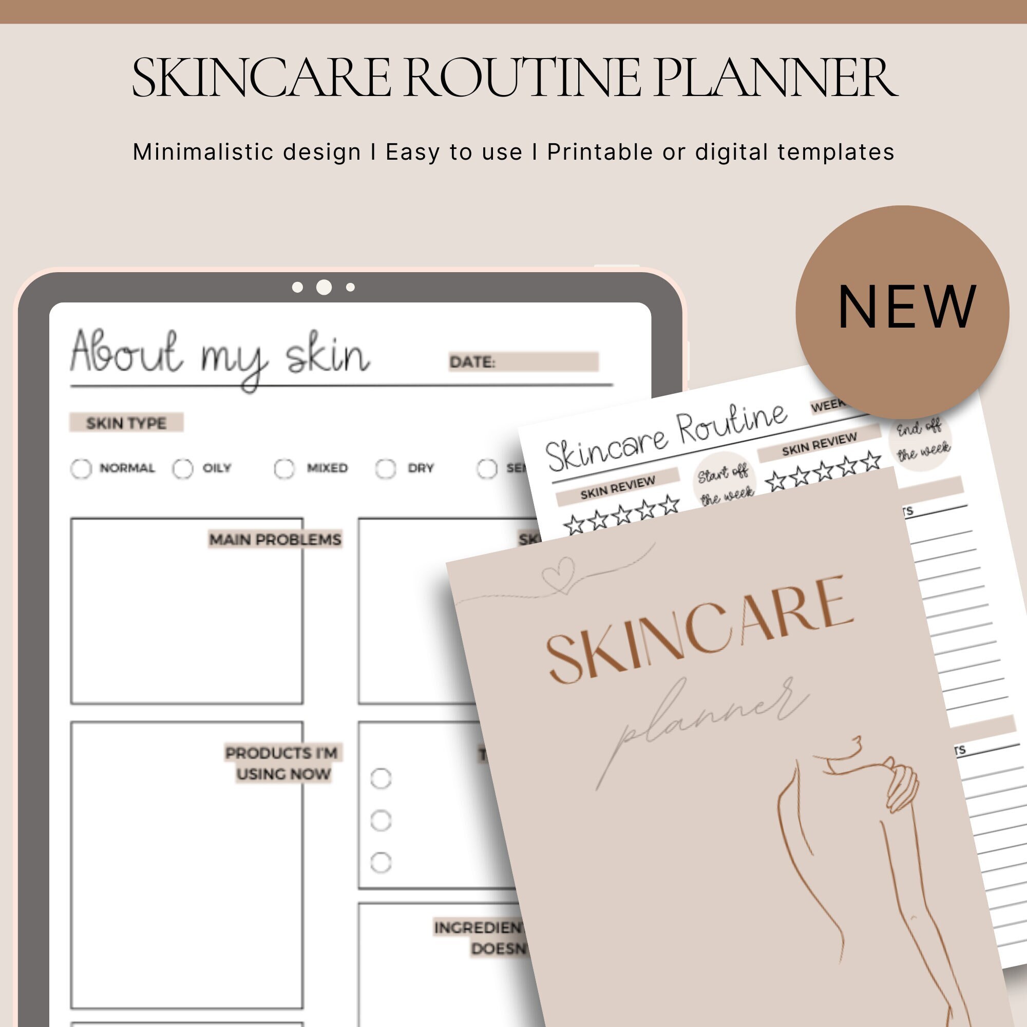 Skincare Routine Planner, Beauty Planner Bundle, Skincare Templates ...