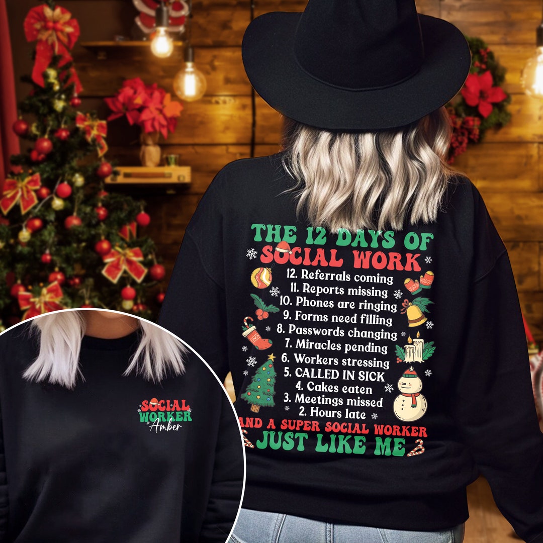 12 Days of Social Worker Shirt, Christmas Social Worker Shirt, LCSW ...