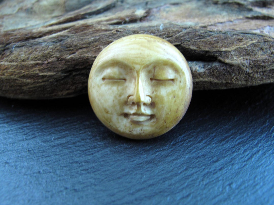 Carved Buffalo Bone Moon Face P067 - Etsy