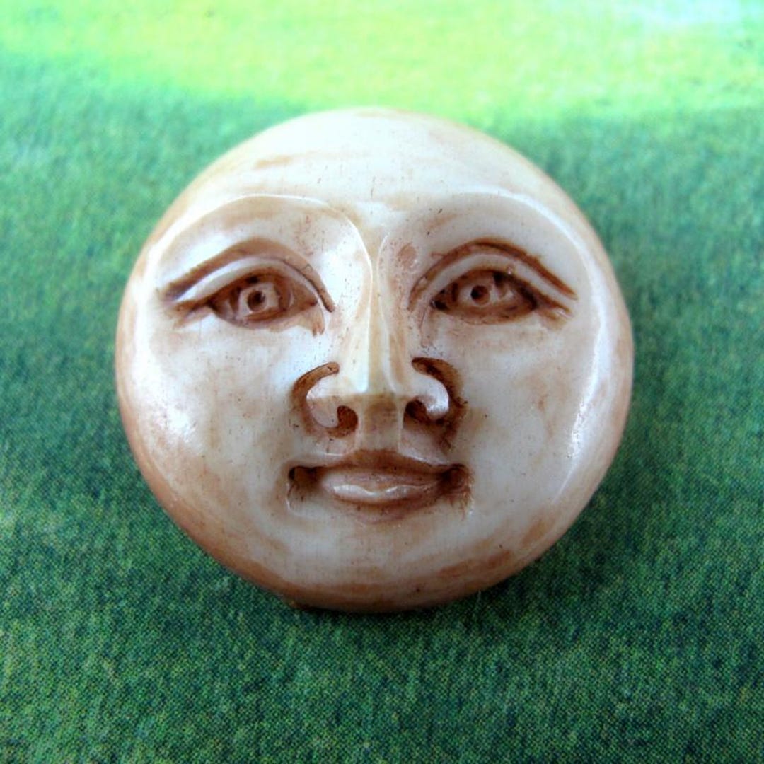 20mm Carved Buffalo Bone Moon Face Open Eye P546 - Etsy
