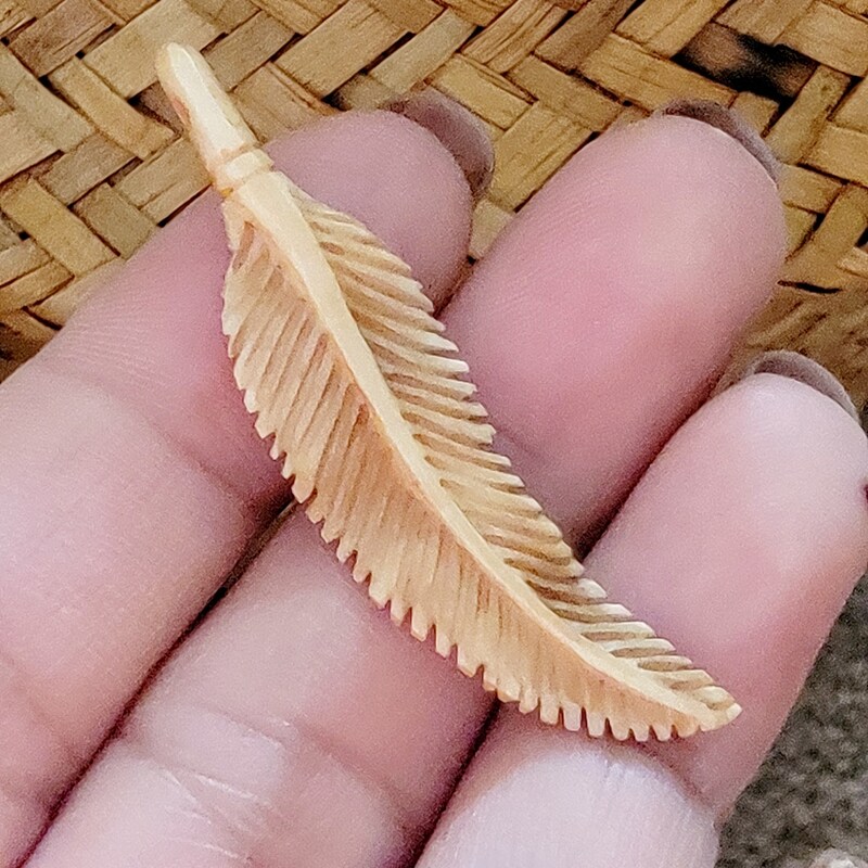Bone Feather Pendant - Etsy