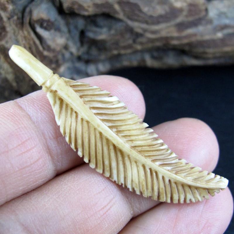 Bone Feather Pendant - Etsy