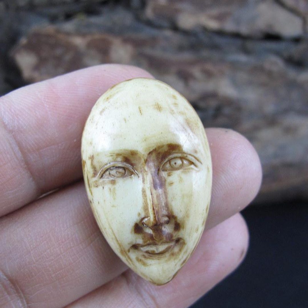 Carved Oval Buffalo Bone Oval Face - Etsy