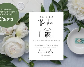 Share the Love Sign Photo QR Code Sign Template Capture the - Etsy Canada