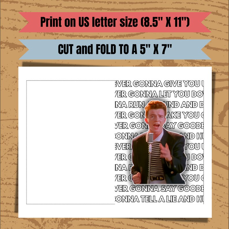 Rick Astley Birthday Card Rickroll Funny Memes Printable Birthday Card ...