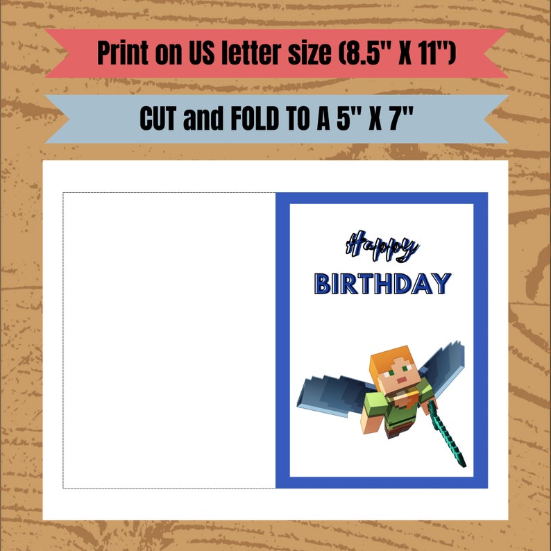 Minecraft Birthday Card Alex Birthday Card Printable Birthday Card ...
