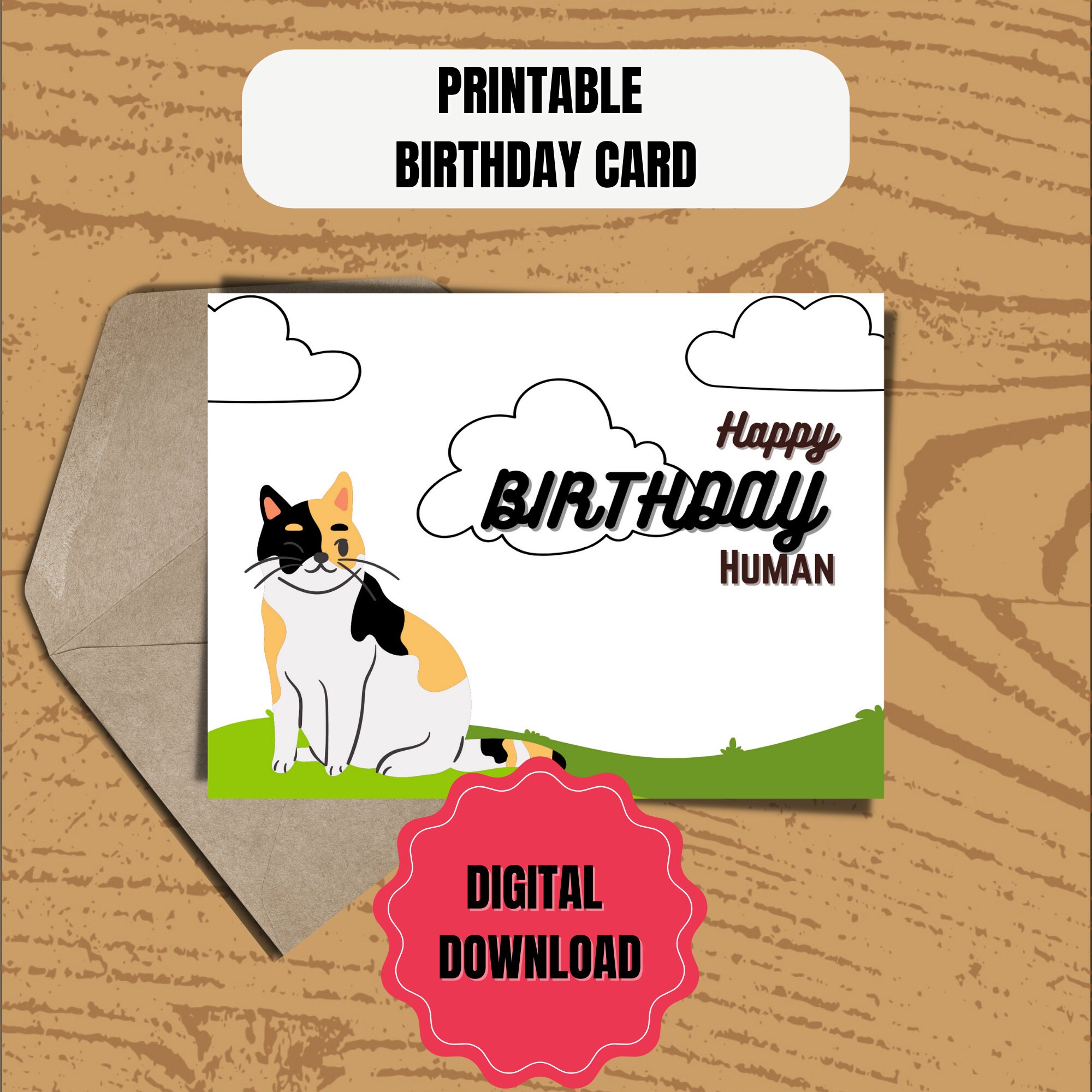Printable Birthday Card Cat Birthday Card Cat Lovers Birthday Cat ...