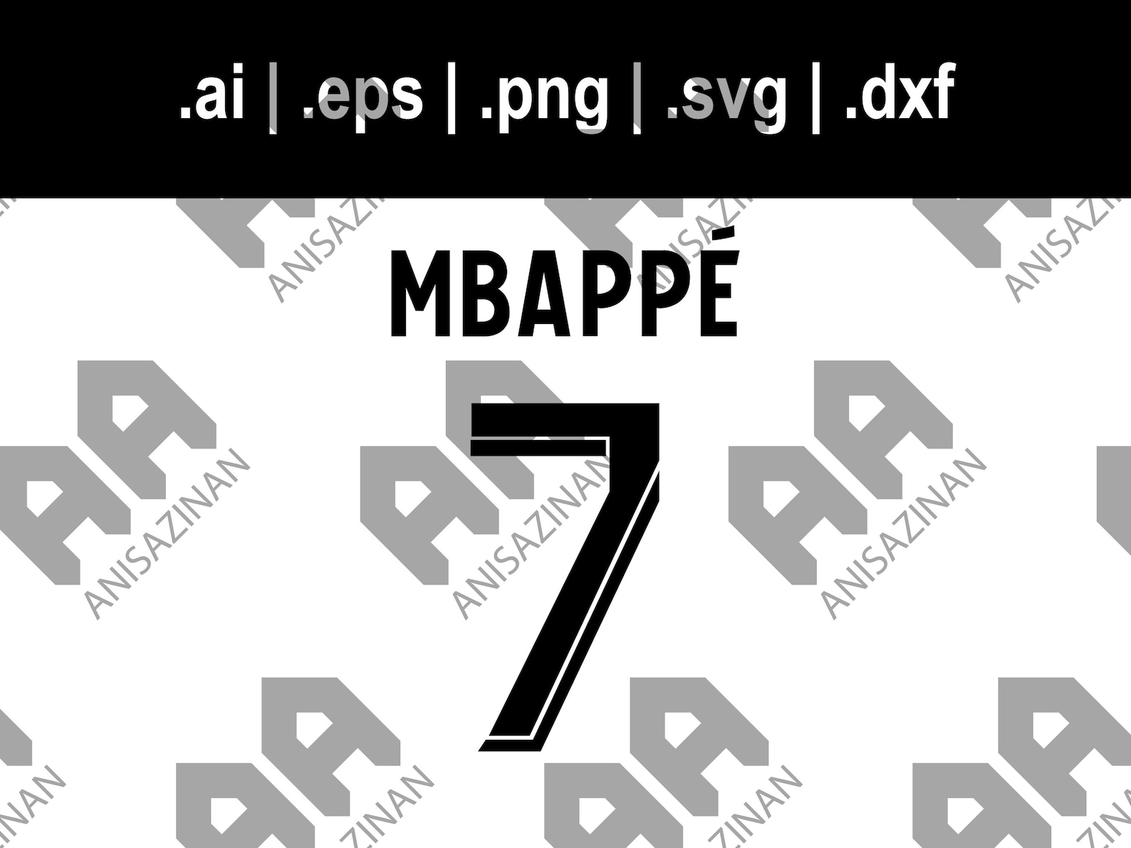 Mbappe 7 PSG 2023/2024 Svg Png Dxf Eps Ai | Cut File for Cricut ...