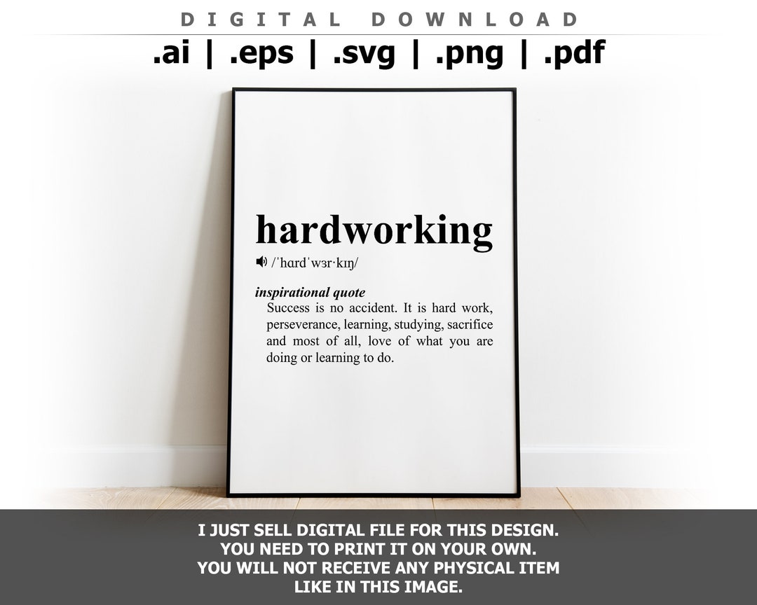 Hardworking Inspirational Quote Instant Download & Ready to Print ...