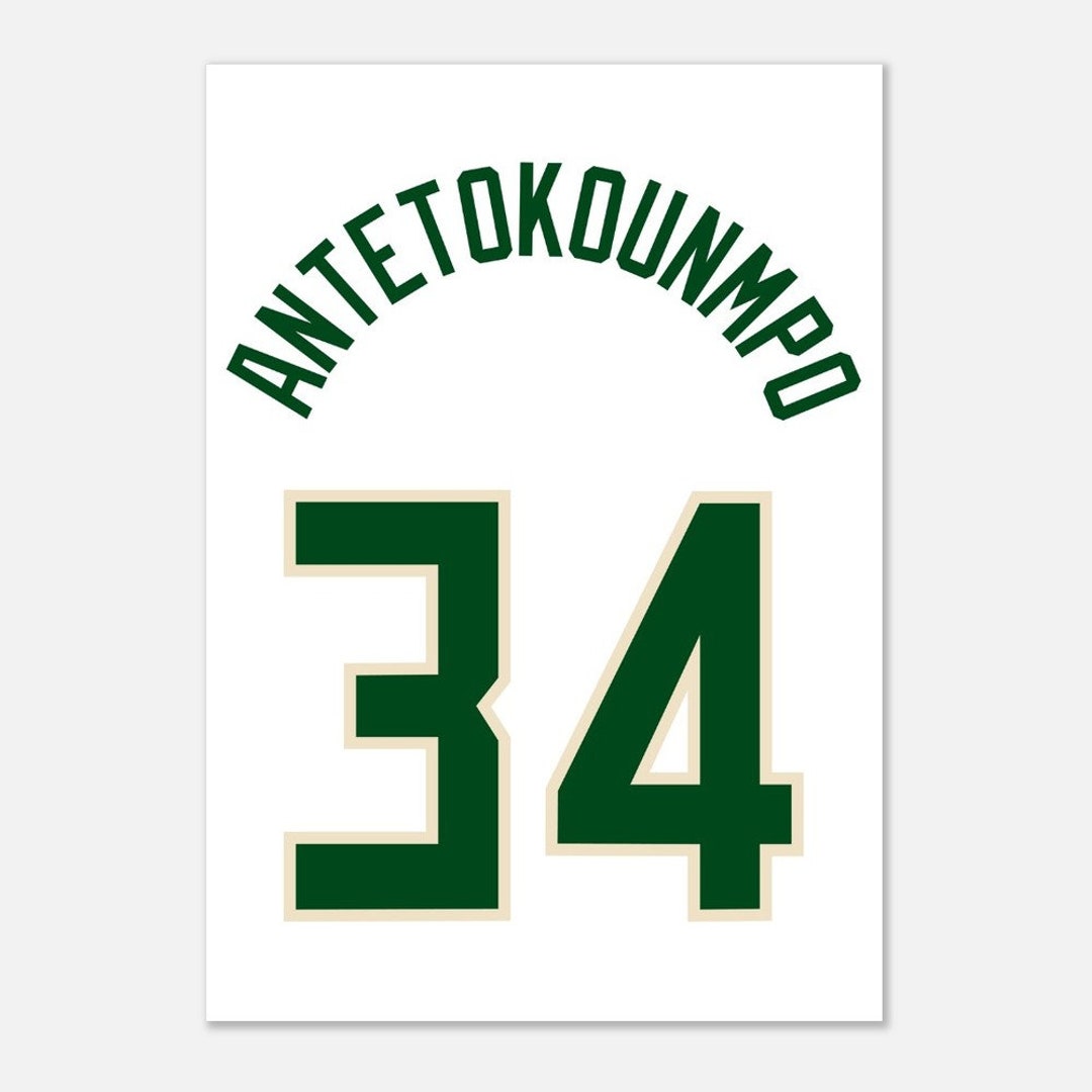 Giannis Antetokounmpo 34 Milwaukee Bucks Jersey Poster A3 Size High ...