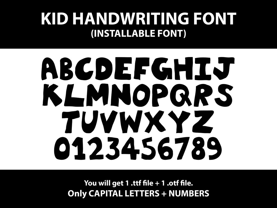 Kid Handwriting Font: Installable TTF/OTF Font (digital Download) - Etsy