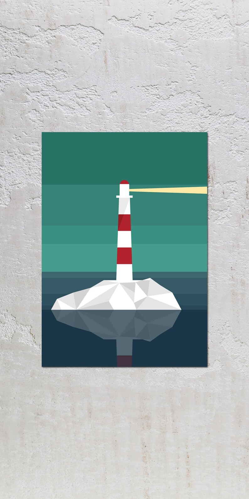 Lighthouse on Iceberg Minimalist Nature Poster | Lighthouse on Ice Wall ...
