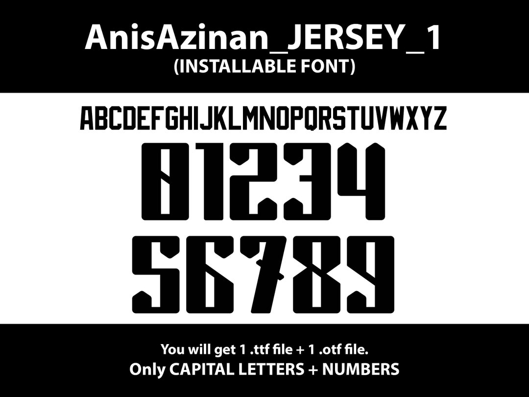 Jersey Font 1 (installable Font) | Jersey Sport Font | Soccer Font | 1 ...