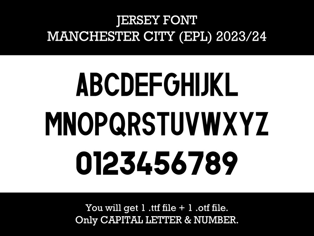 Manchester City 2023/24 Jersey Font Soccer Font Sport Font 1 TTF 1 OTF ...