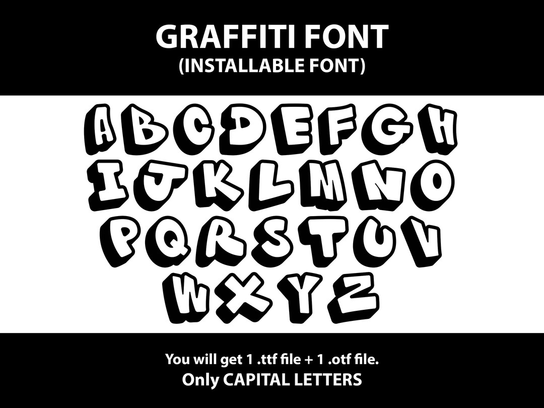 Graffiti Font: Kid-friendly Display Font (TTF & OTF) (digital Download ...