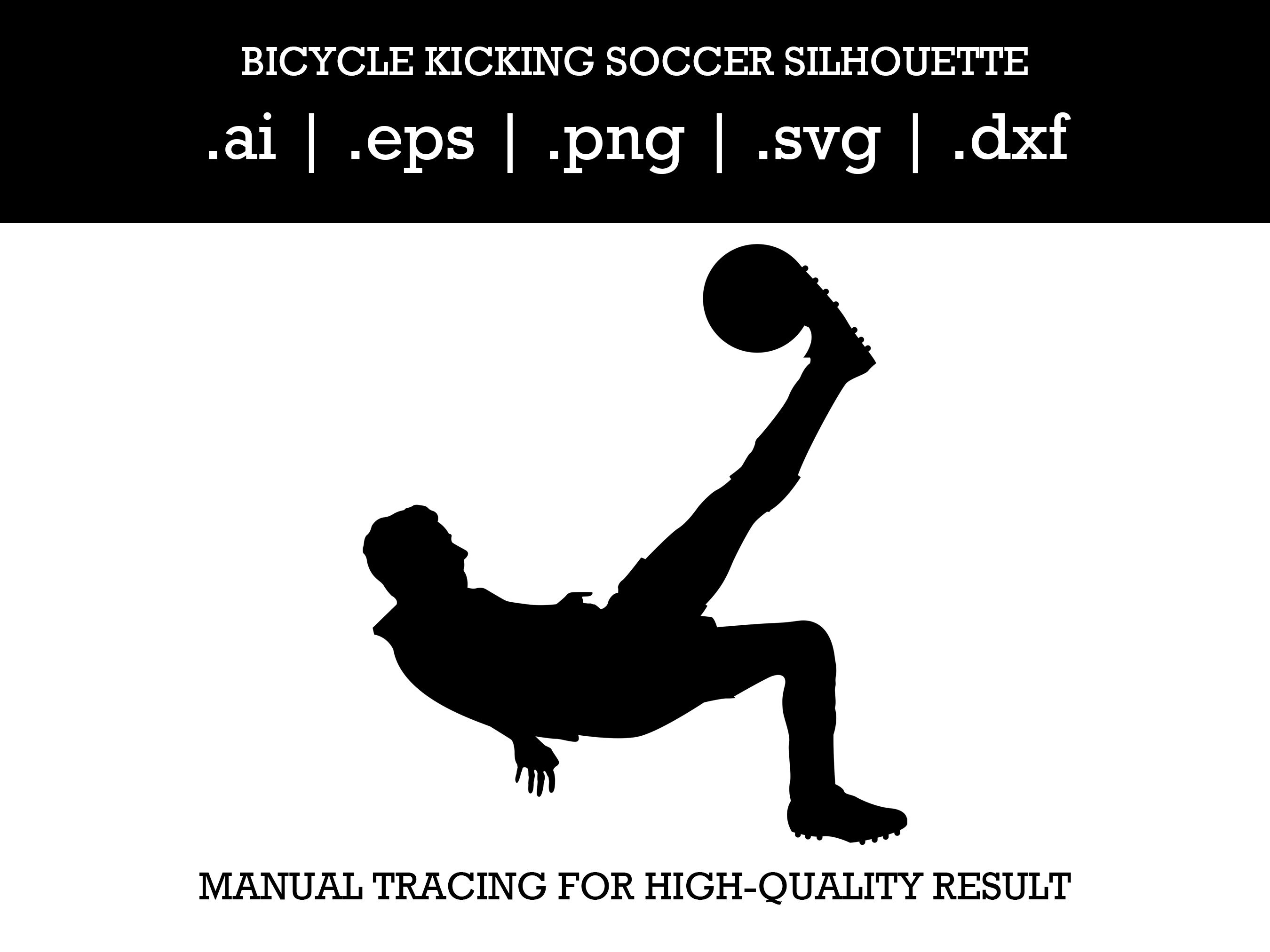 Bicycle Kicking Soccer Silhouette Svg Png Dxf Eps Ai Man Kick Ball Cut ...