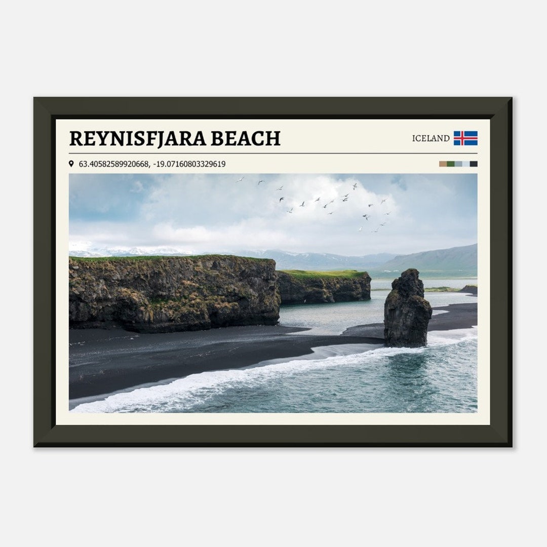Reynisfjara Beach Iceland A4 Size Premium Matte Paper Metal Framed ...