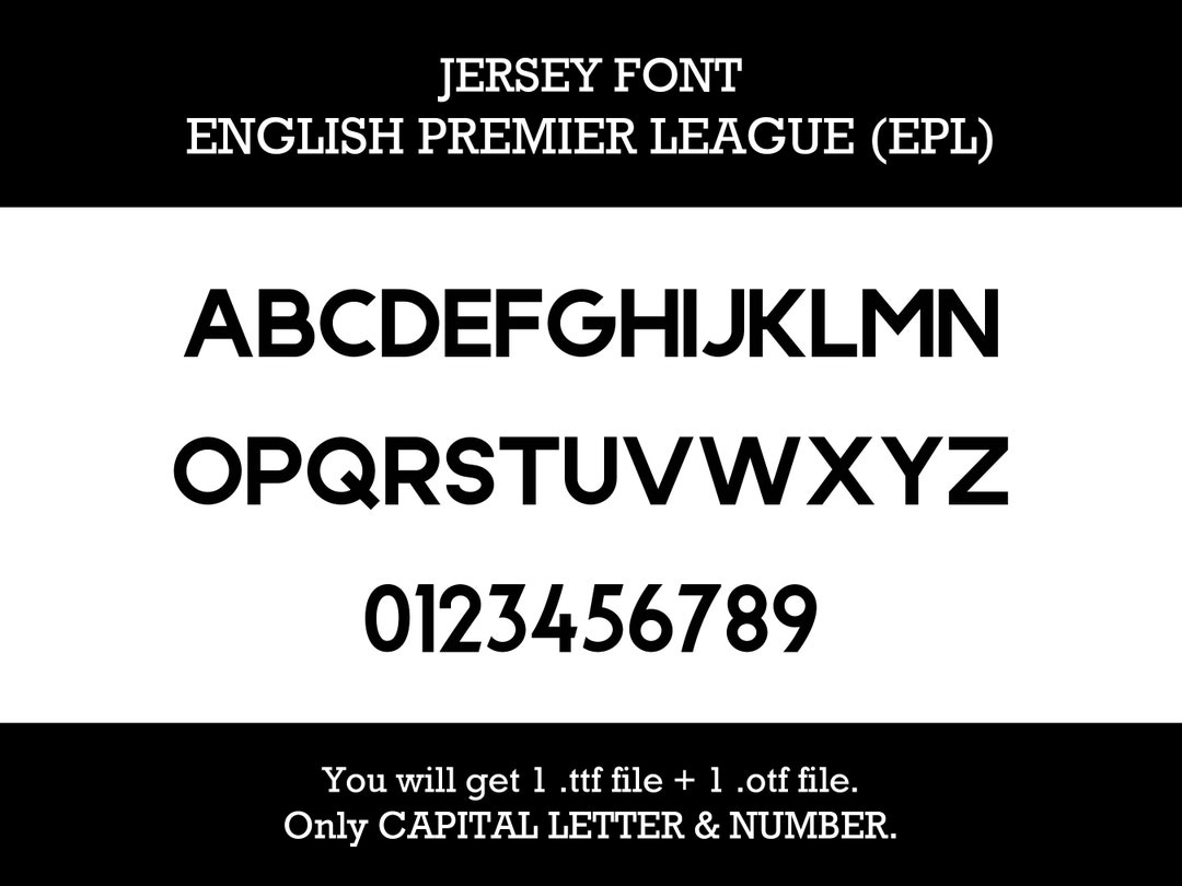 EPL Jersey Font: English Premier League (TTF & OTF) Digital Download - Etsy