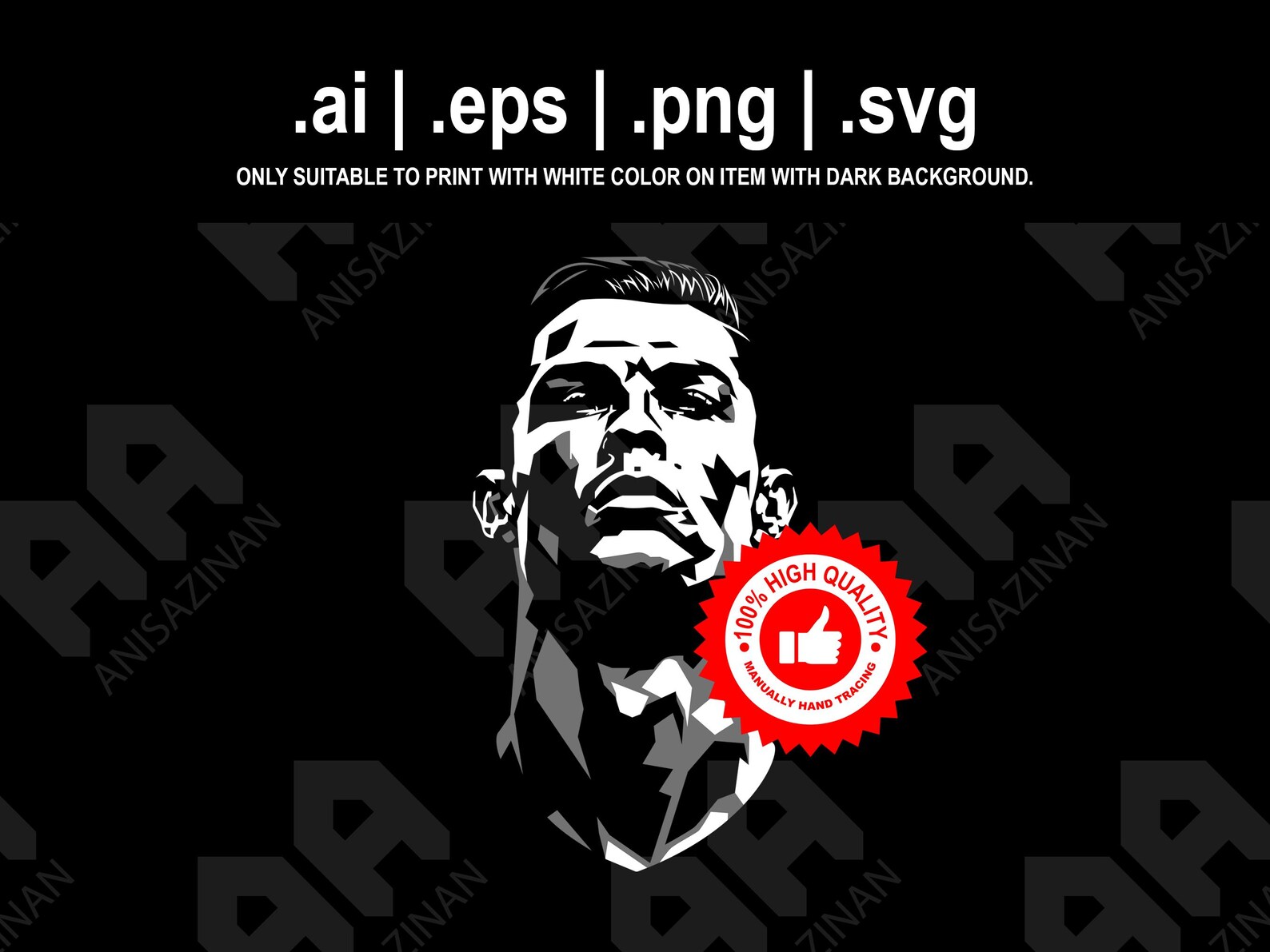 Cristiano Ronaldo CR7 Face SVG: Soccer Football Clipart (digital Files ...
