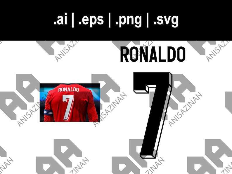 Ronaldo 7 Portugal 2024 Svg Png Eps Ai | Cristiano Ronaldo 7 | Jersey ...