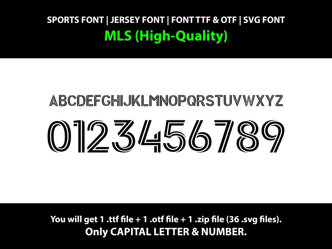 MLS Sports SVG Font | Installable Font (ttf & Otf) | Jersey Numbers - Etsy