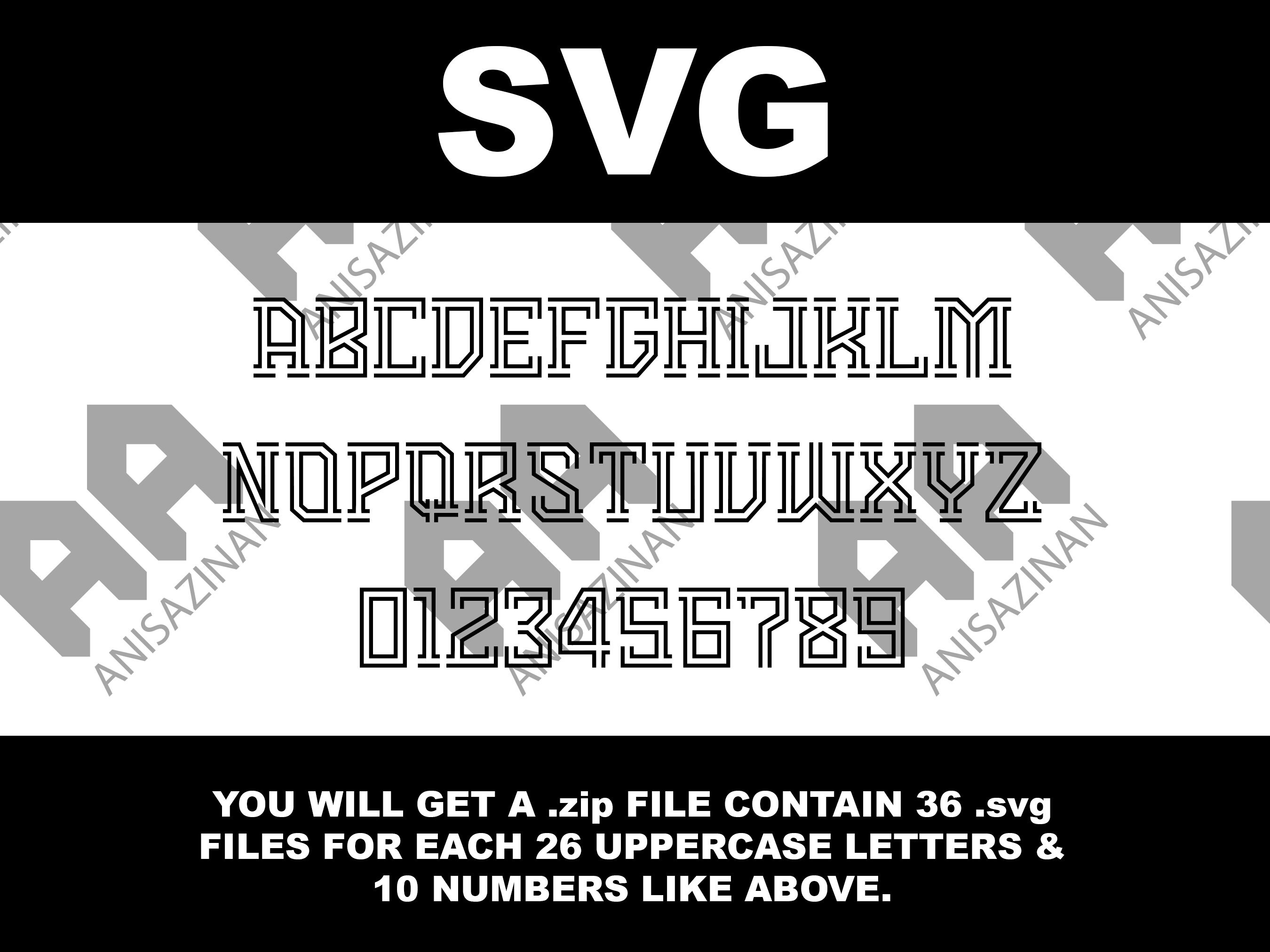 SVG Font : Varsity 3 | Svg Letters | Svg Numbers | Svg Font for Jersey ...
