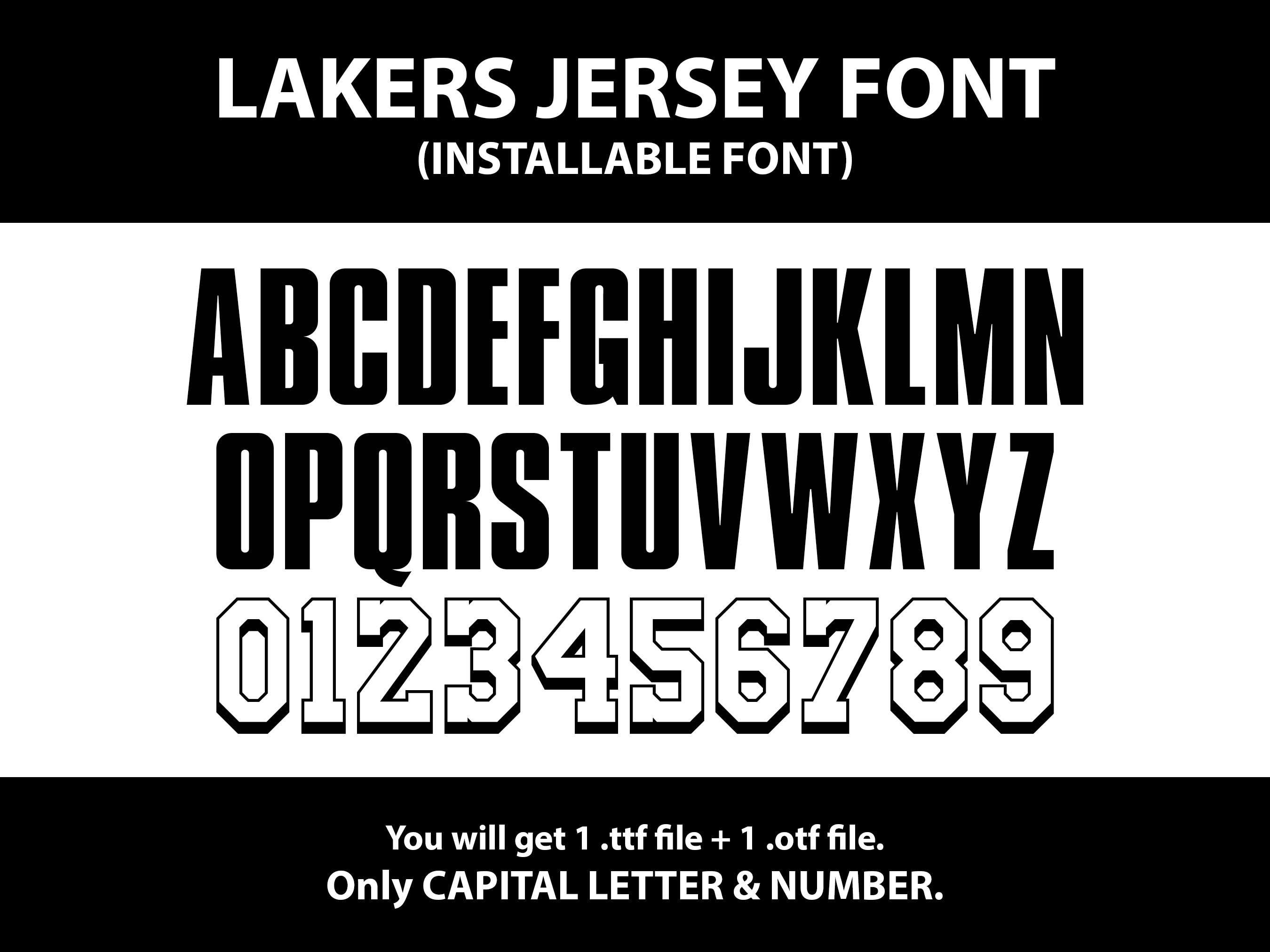 Lakers Jersey Font (installable Font) | 1 TTF + 1 OTF File | Sports ...
