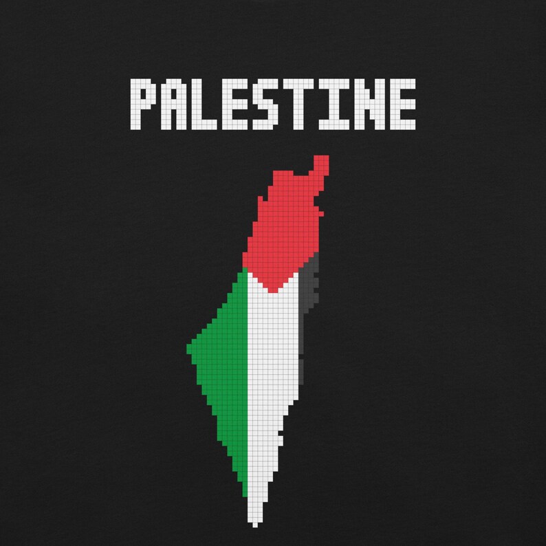Palestine Word With Palestine Map Pixel Art Unisex Black Tshirt - Etsy