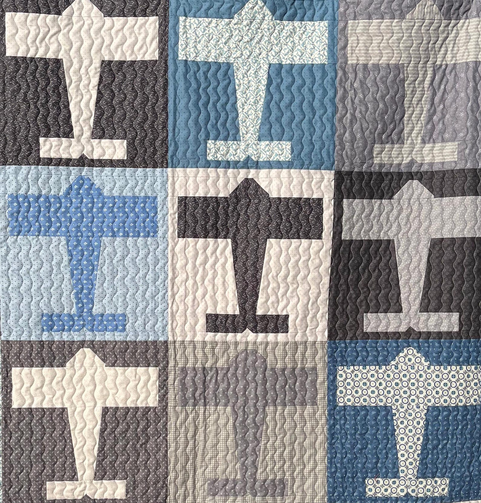 Handmade Airplane Quilt - Throw Size Blanket (64x64) Neutral Colors ...