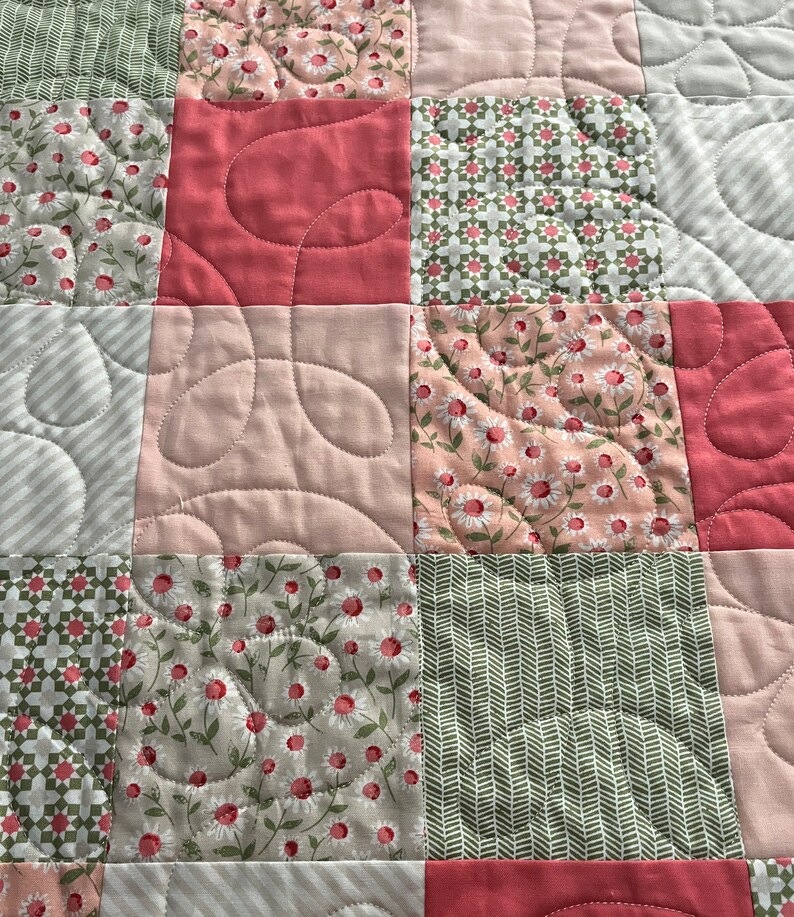 Handmade Baby Quilt / Adult Lap Quilt Vintage Vibe Patchwork Baby Blanket 36.5x45.5 Ready to ...