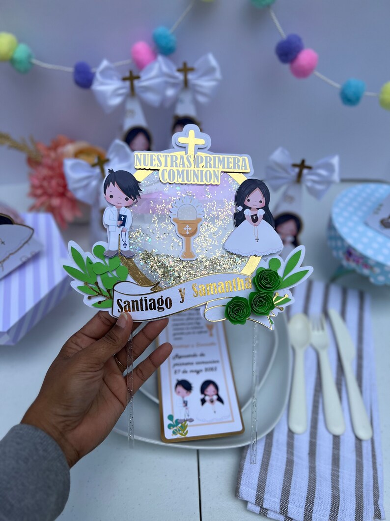 Personalized First Communion Cake Topper: Party Centerpiece Decoration ...