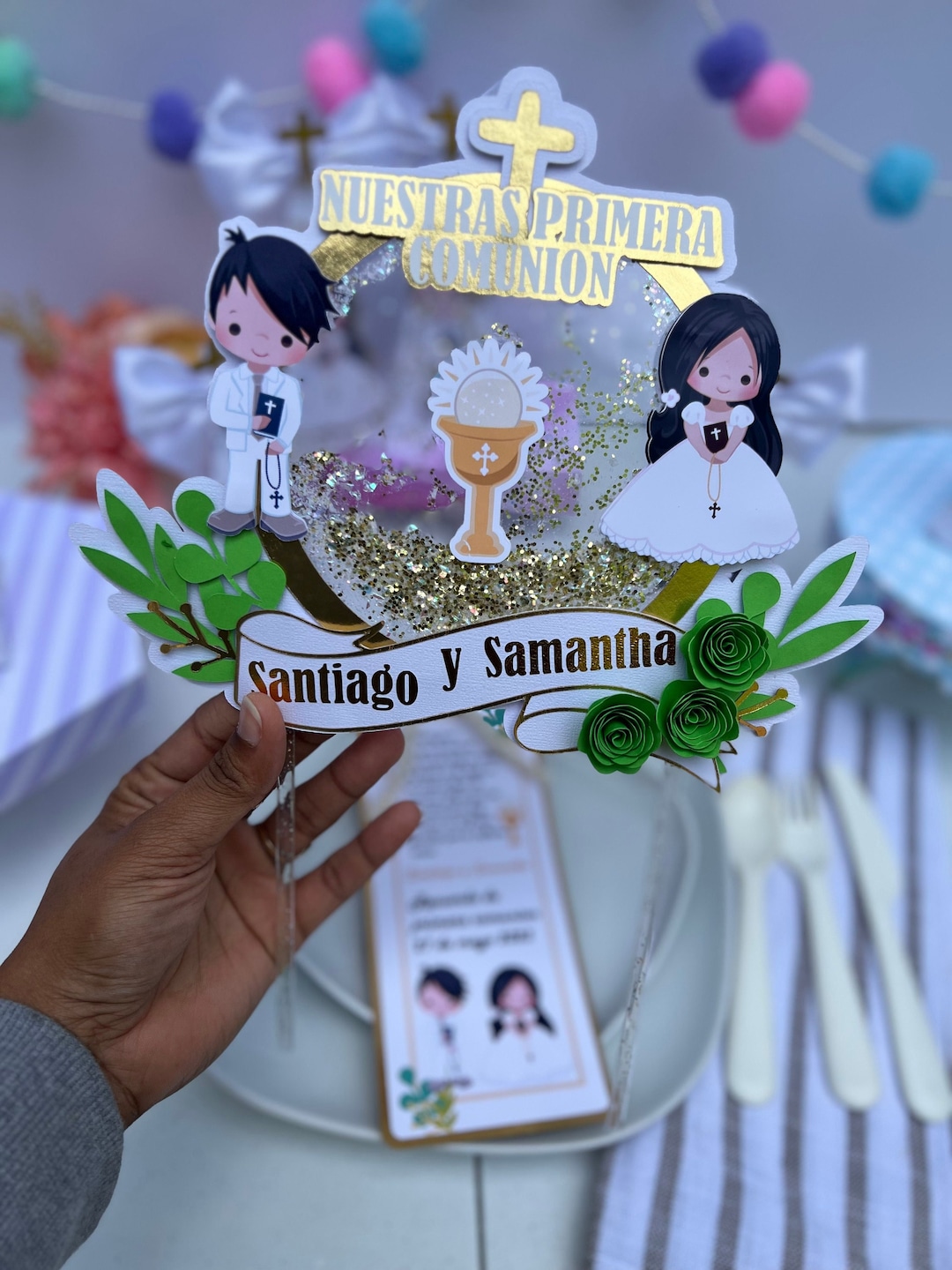 Personalized First Communion Cake Topper: Party Centerpiece Decoration ...
